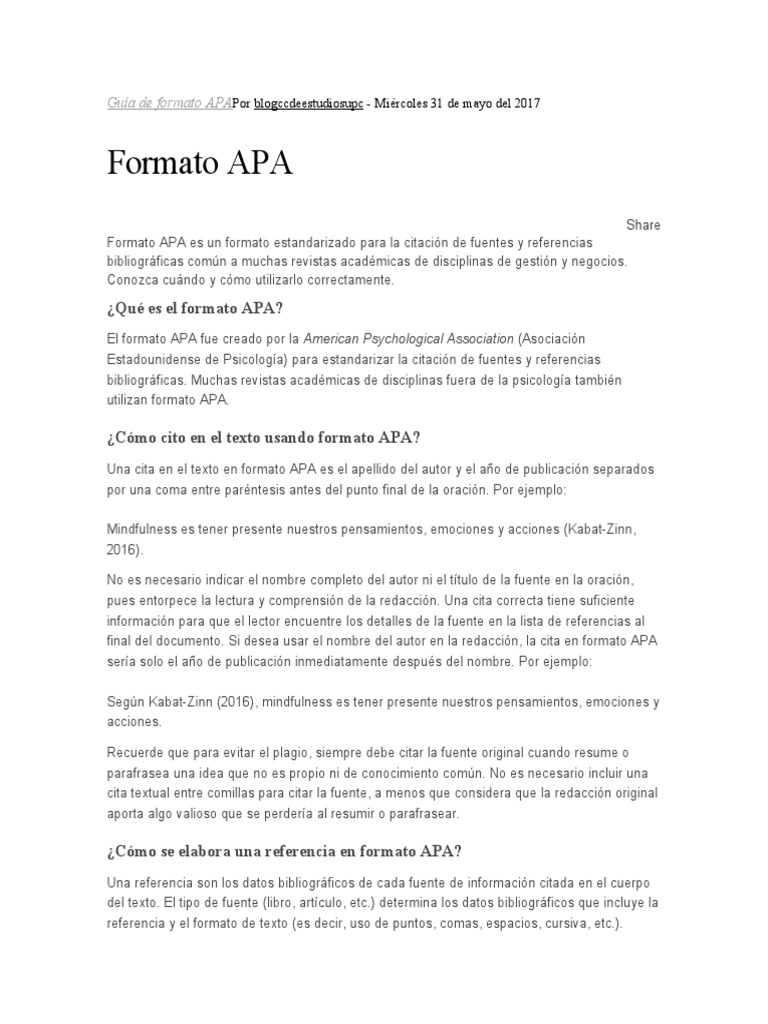 Guía de Formato APAPor | PDF | Estilo apa | Citación