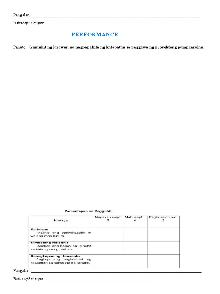 Performace Task Grade 5-Quarter 1 | PDF