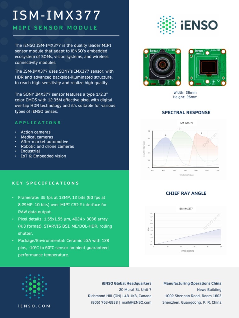 iENSO MIPI Sensor Module ISM IMX377 W Sony IMX377 | PDF | Imaging ...