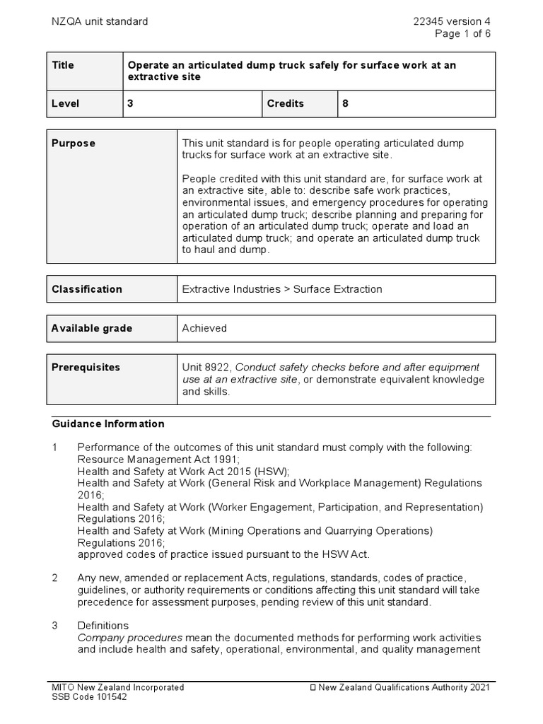 Articulated Truck SOP | PDF | Occupational Safety And Health | Truck