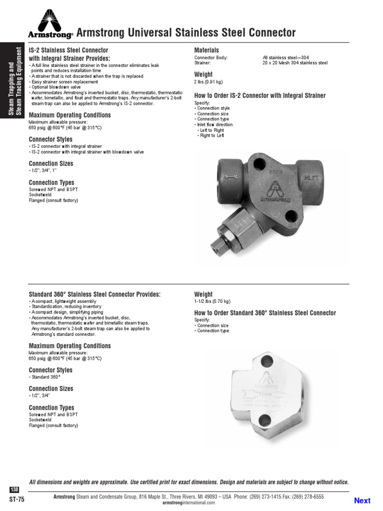 Armstrong Is 2 Stainless Steel Connector | Download Free PDF | Valve ...