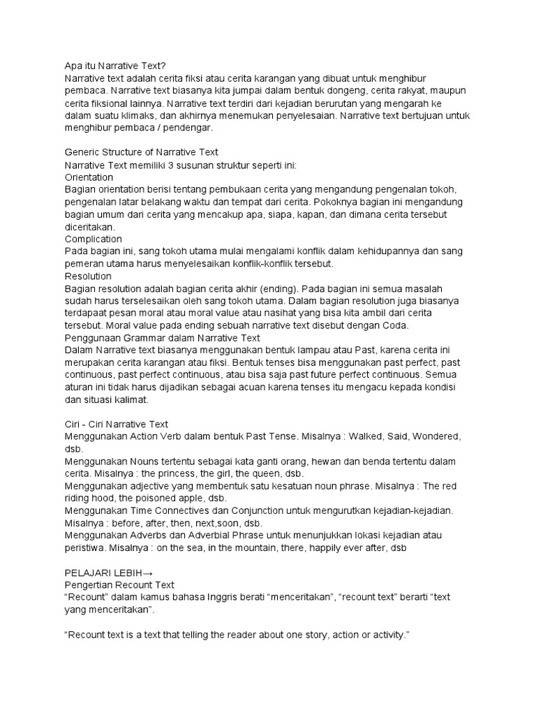Apa Itu Narrative Text | PDF