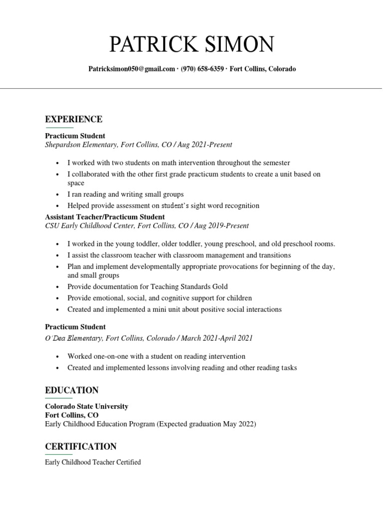 Patrick Simon Resume | PDF