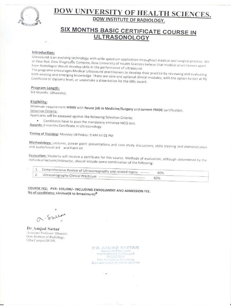 Basic Certificate Course in Ultrasound | PDF