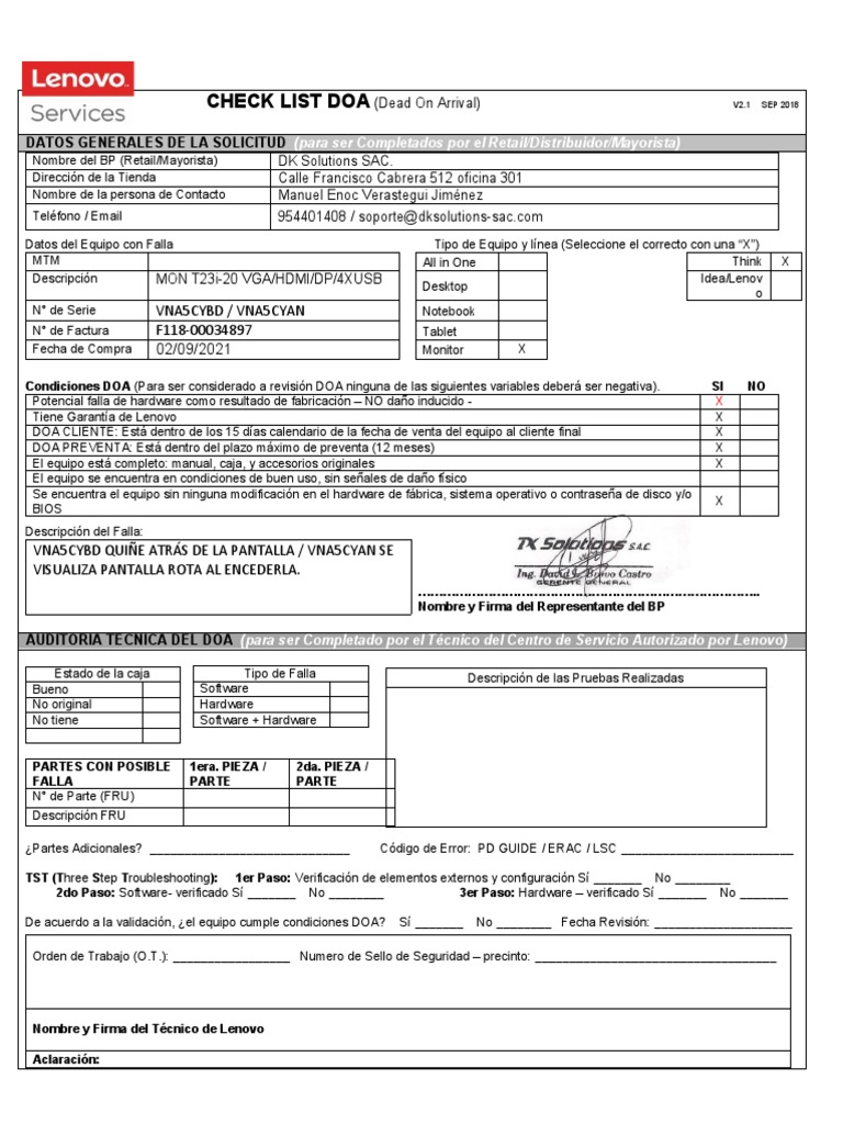 Check List Doa | PDF | Electrónica | Edad de información