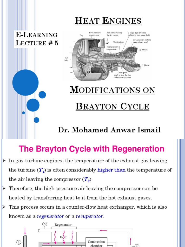 HEAT ENGINES E-LEARNING LECTURE #5 MODIFICATIONS ON BRAYTON CYCLE | PDF ...