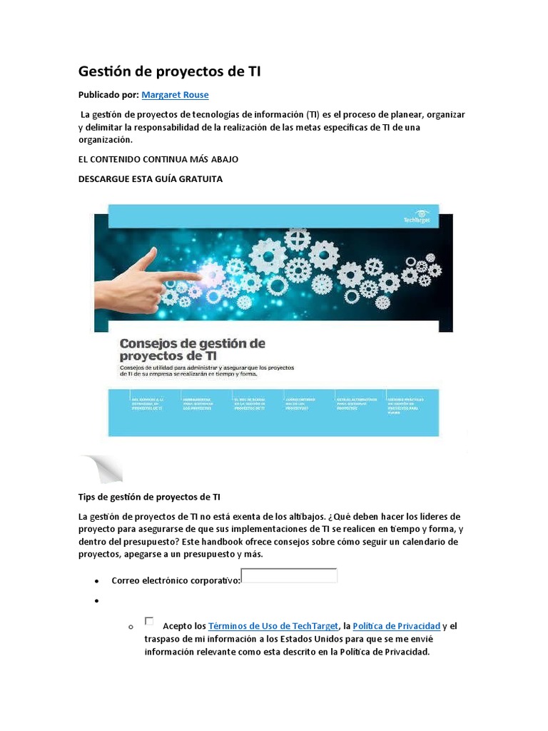 Gestión de Proyectos de TI: Guía Esencial | PDF | Planificación | Software