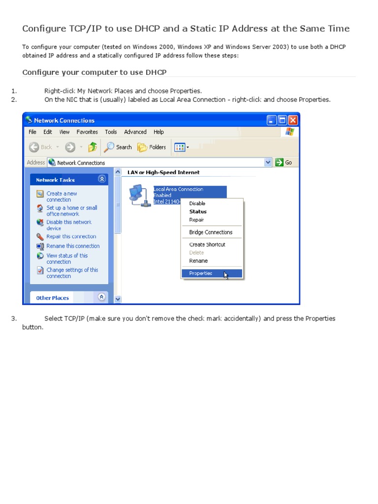Configure DHCP and Static IP Together | PDF | Finance & Money ...