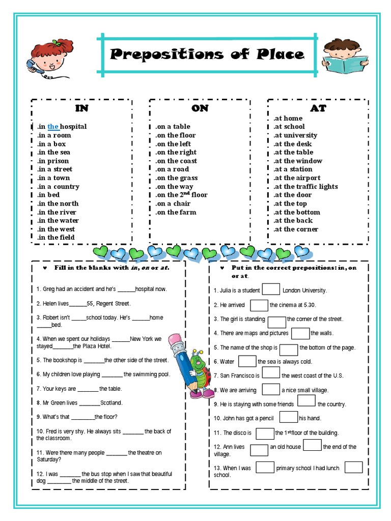 Prepositions of Place IN - ON - AT | PDF