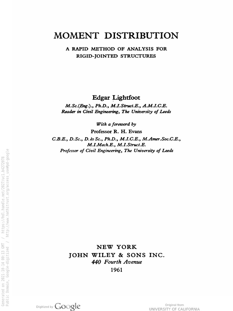 Moment Distribution Method for Structural Analysis | PDF