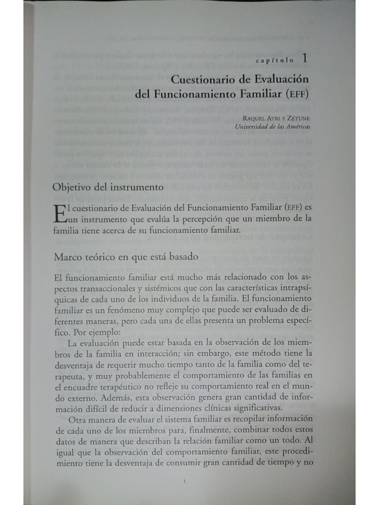 Cuestionario de Evaluación Del Funcionamiento Familiar EFF | PDF