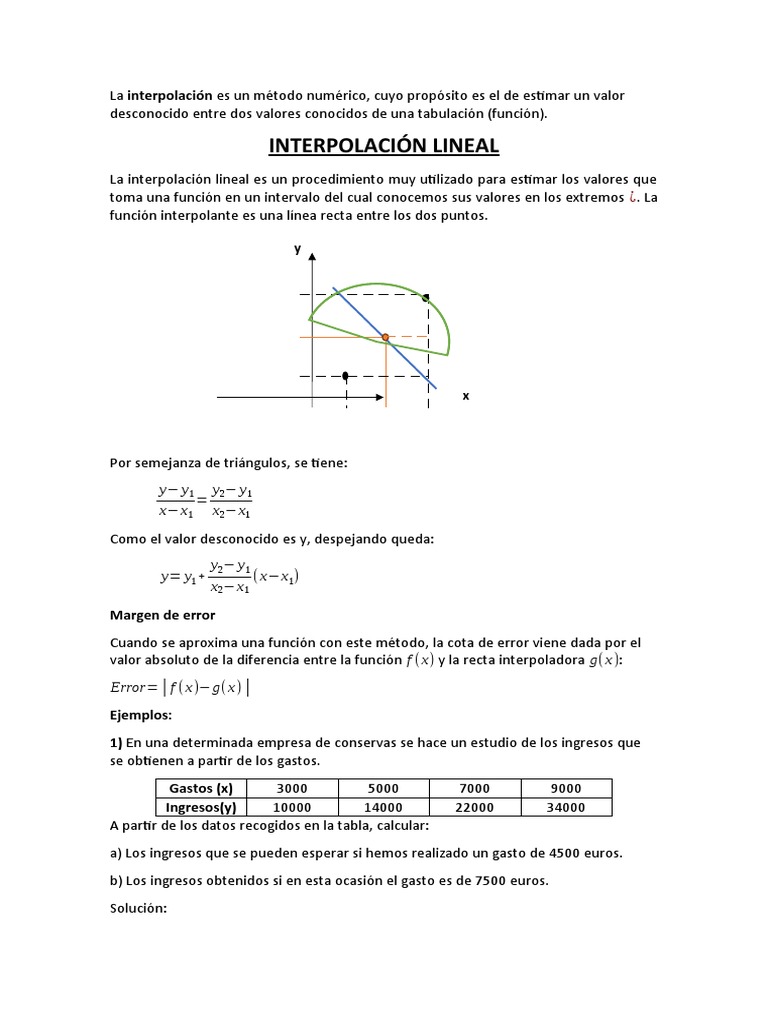 Interpolación Lineal: Métodos y Ejemplos | PDF | Análisis numérico ...