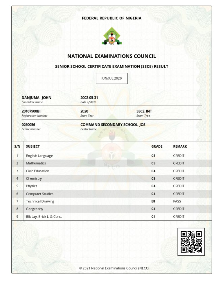 National Examinations Council: Federal Republic of Nigeria | PDF