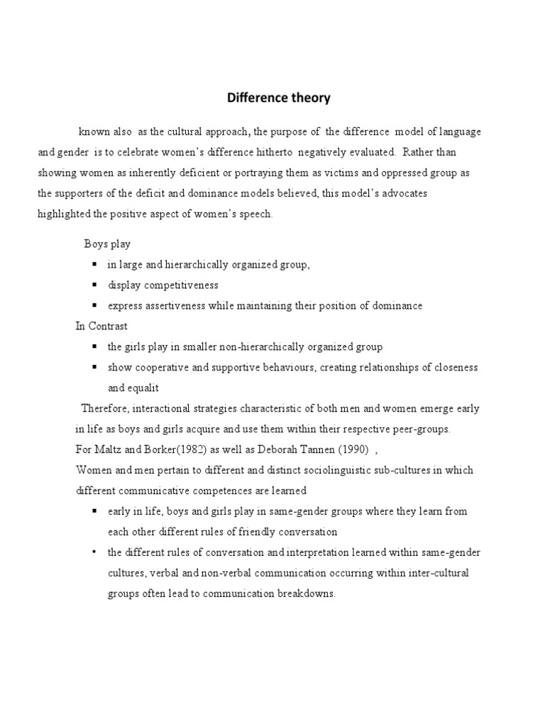 Difference Theory | Download Free PDF | Gender Studies | Gender
