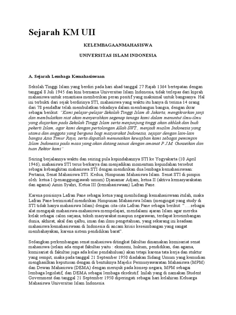Sejarah KM UII | PDF