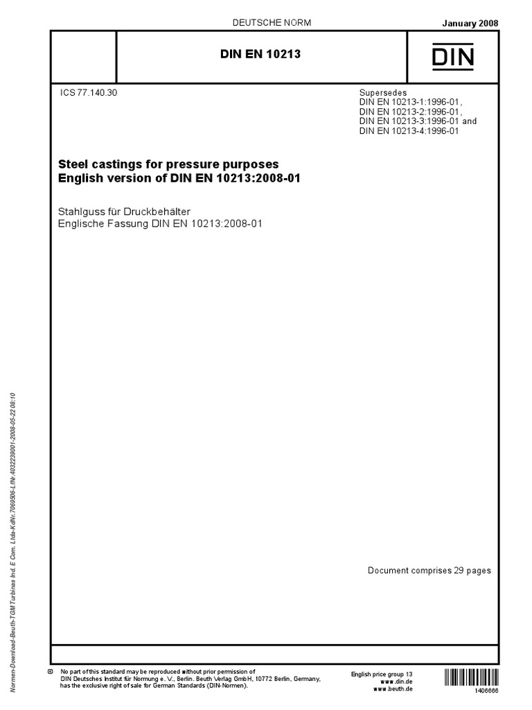 DIN EN 10213 - 2008 - Fundidos em Aço | PDF | Nondestructive Testing ...