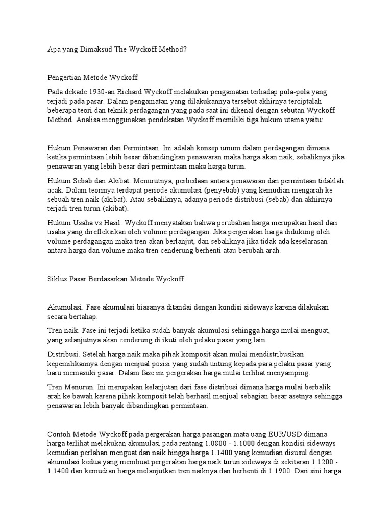 Metode Wyckoff: Analisis Pasar | PDF
