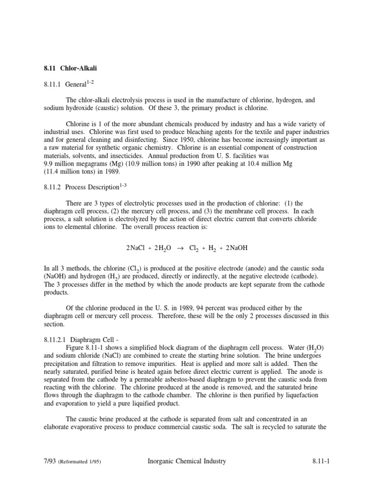 Chlor-alkali process | Chlorine | Chemical Industry