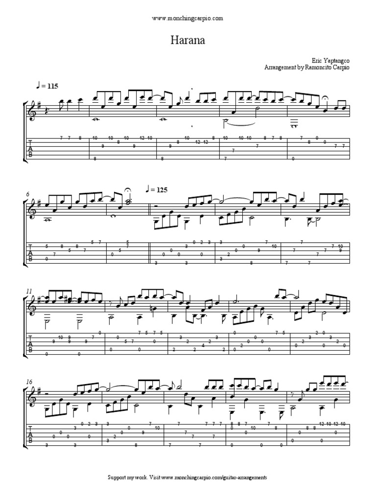 Harana: Eric Yaptangco Arrangement by Ramoncito Carpio | PDF