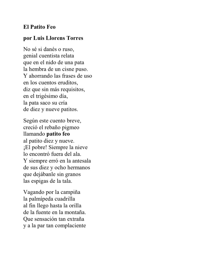 Poema Del Patito Feo | PDF | Naturaleza