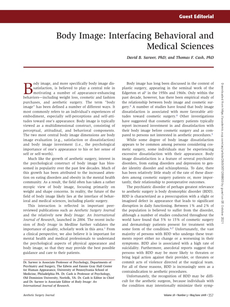 2008 - SARWER CASH - Body Image Interfacing Behavioral and | PDF ...