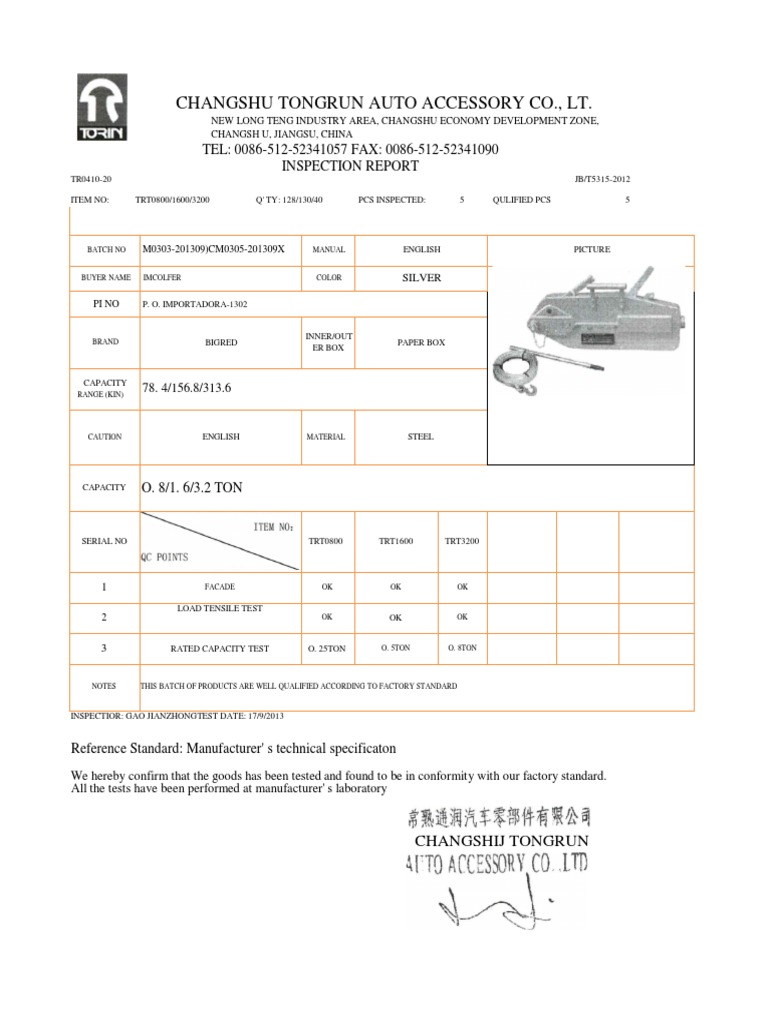 Certificado Tirfor 1 | PDF