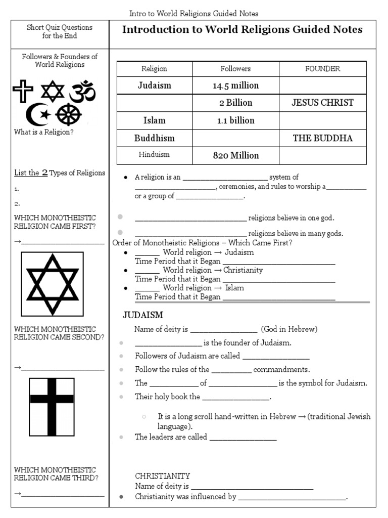 Introduction To World Religions Guided Notes | Download Free PDF ...