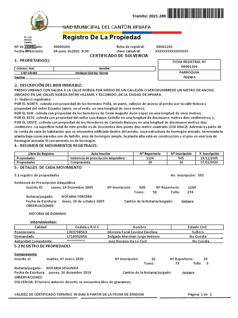 Certificado de Solvencia Inmobiliaria | PDF | Ley de bienes inmuebles ...