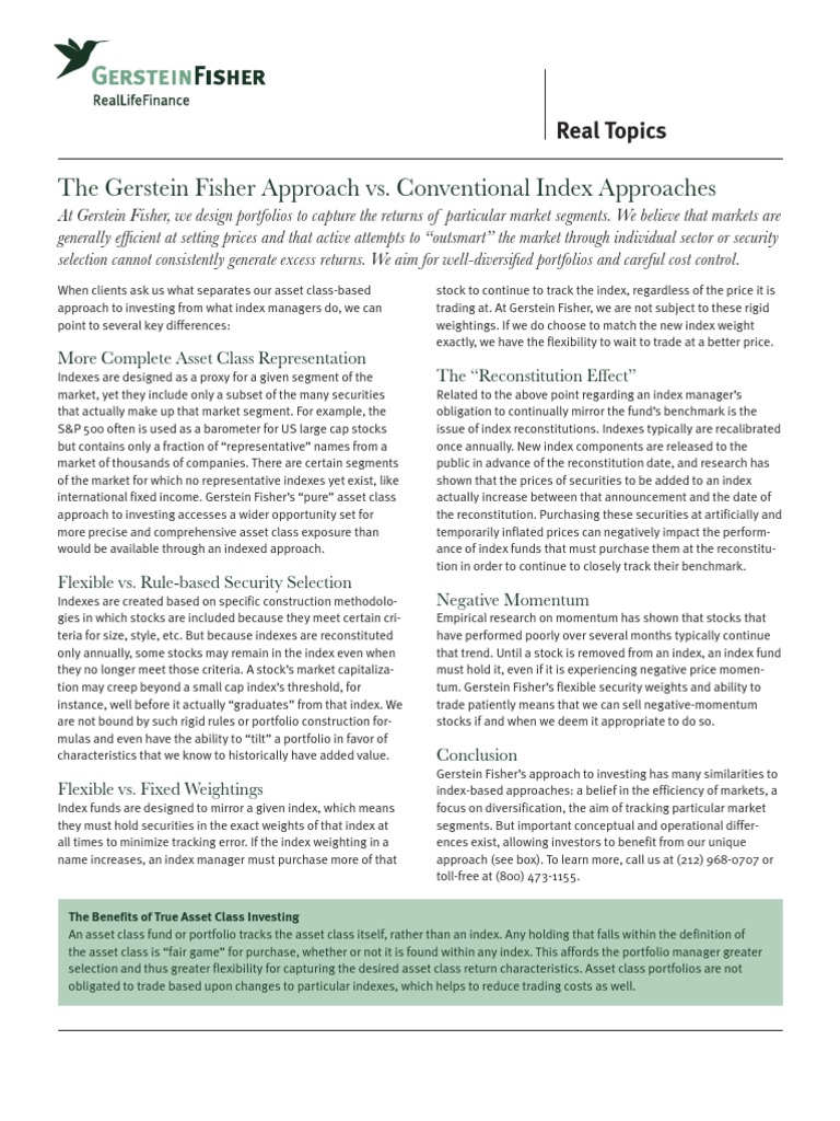 The Benefits of True Asset Class Investing: How the Gerstein Fisher ...
