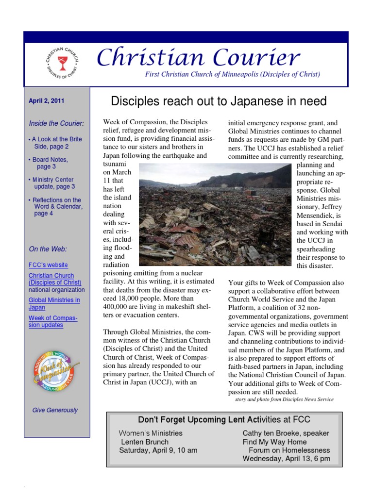 Christian Courier: Disciples Reach Out To Japanese in Need | PDF ...