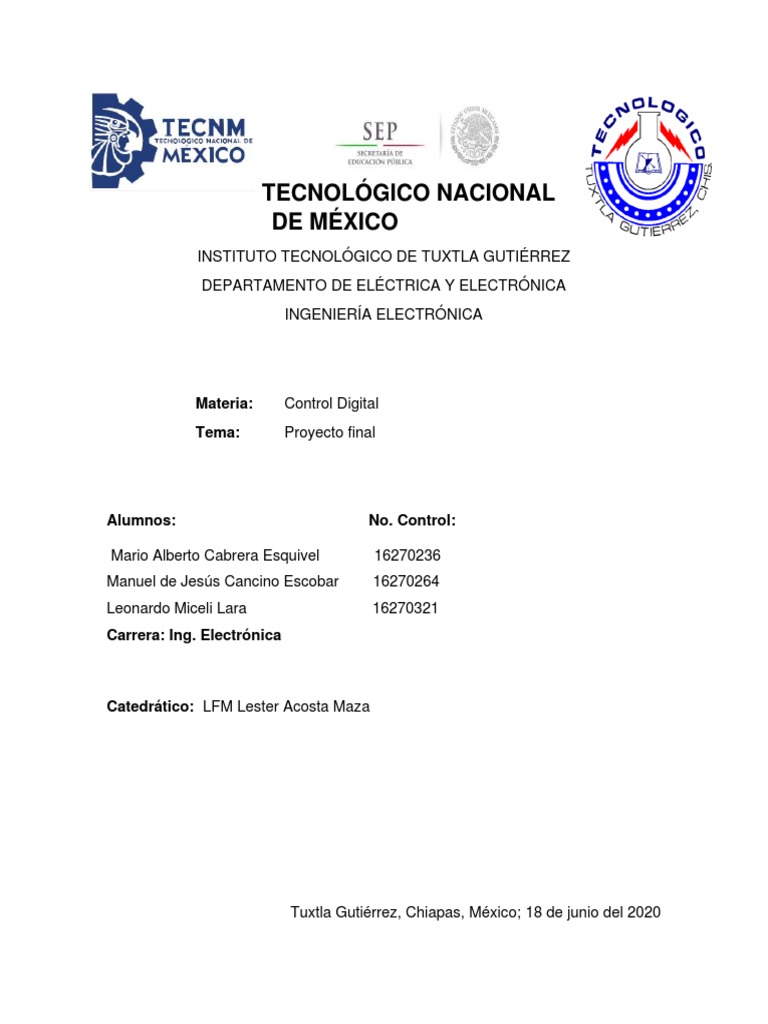 Control Digital PROYECTO FINAL | PDF | Ingenieria Eléctrica ...