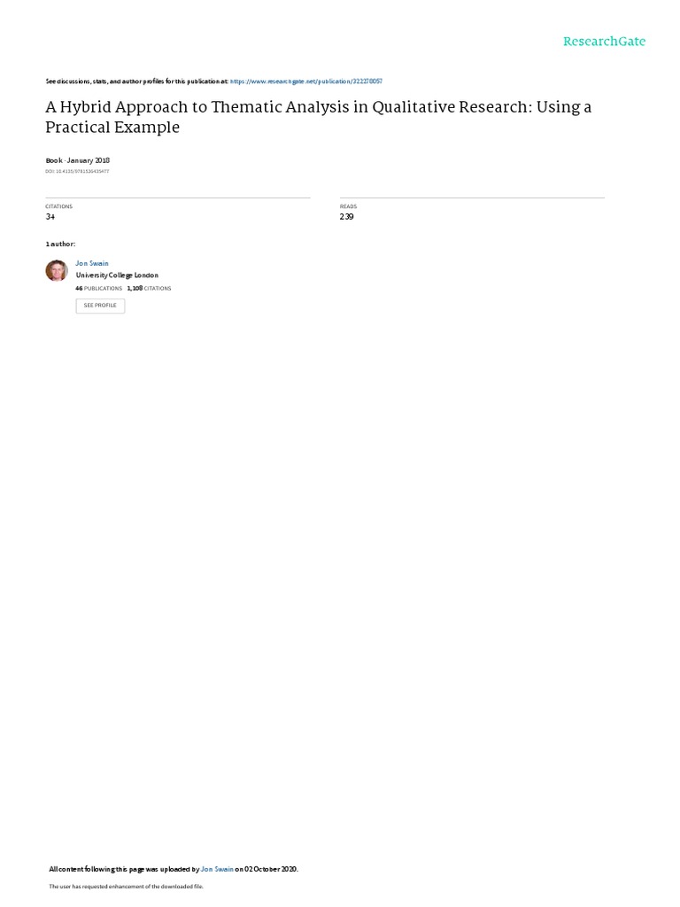 A Hybrid Approach To Thematic Analysis in Qualitative Research: Using A ...