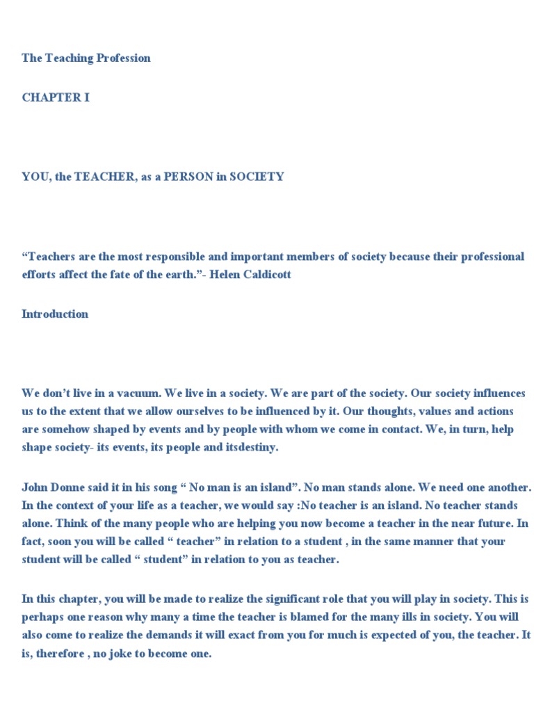 The Teaching Profession All Chapters | PDF | Constructivism (Philosophy ...