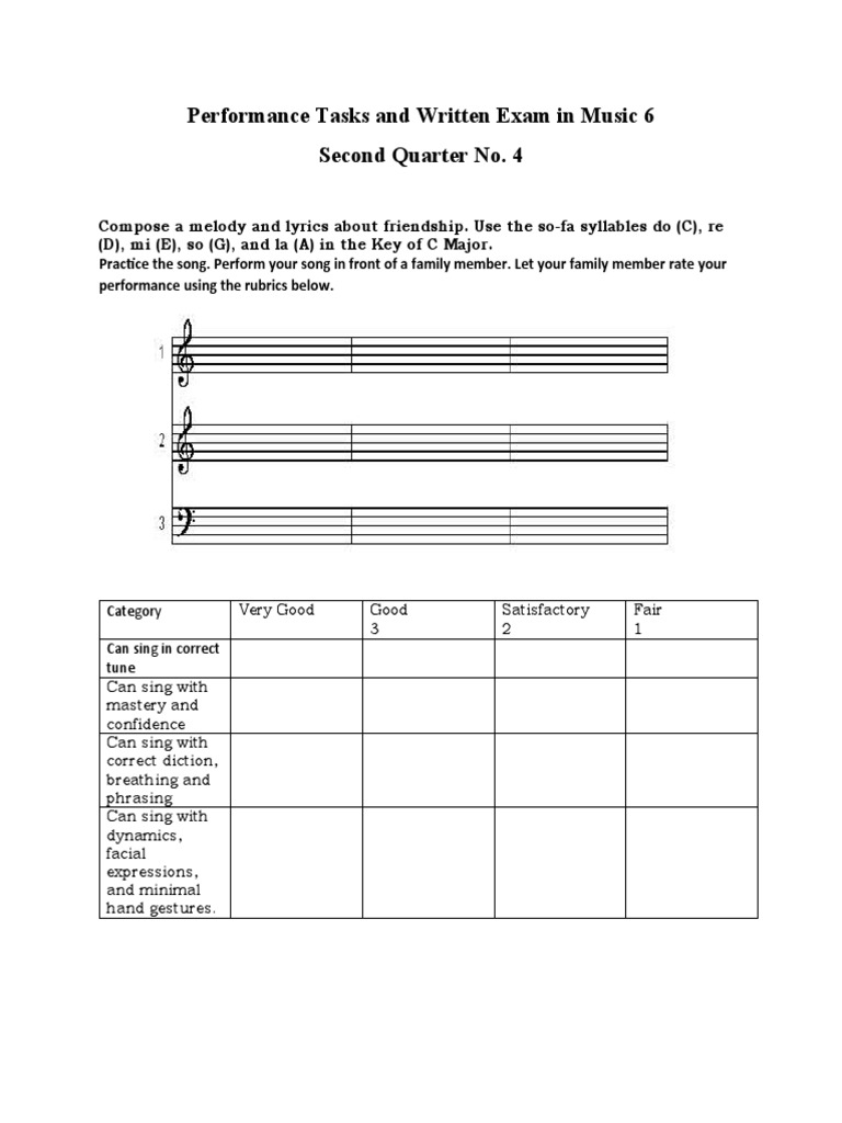 Assessing a Student's Musical Performance Through Rubrics and a Written ...