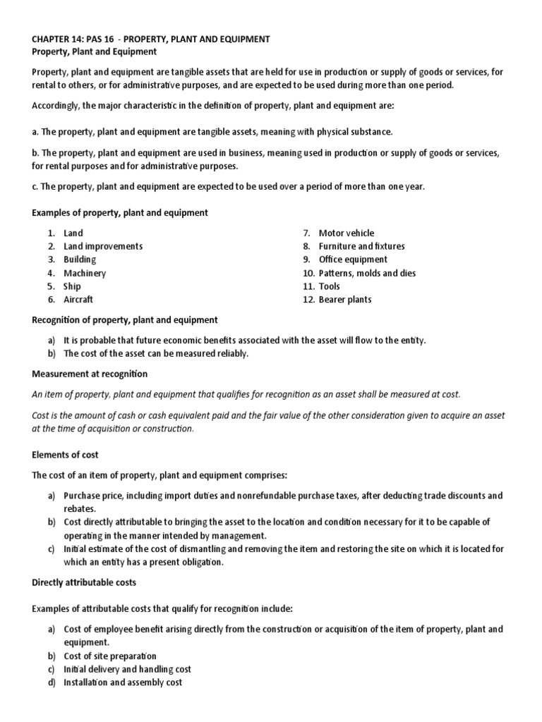 Chapter 14 Property, Plant and Equipment | PDF | Depreciation | Fixed Asset