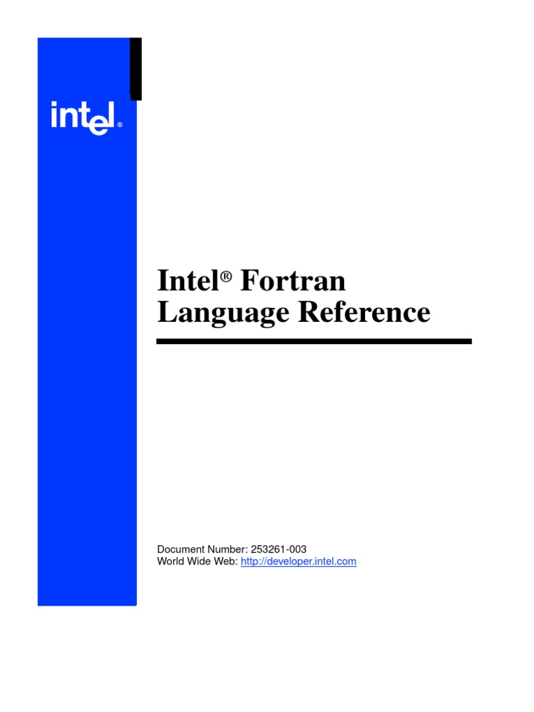 Intel Fortran Language Reference Pdf Array Data Type Subroutine