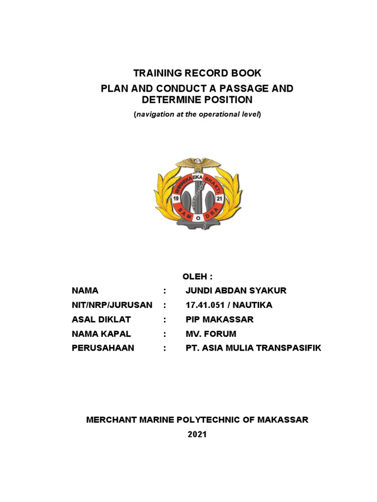 Training Record Book Plan and Conduct A Passage and Determine Position ...