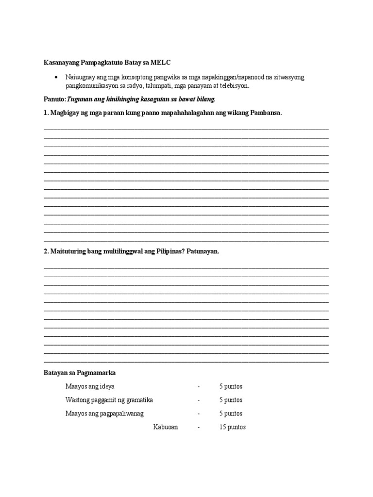 KPWK Gawaing Pagganap Unang Markahan | PDF