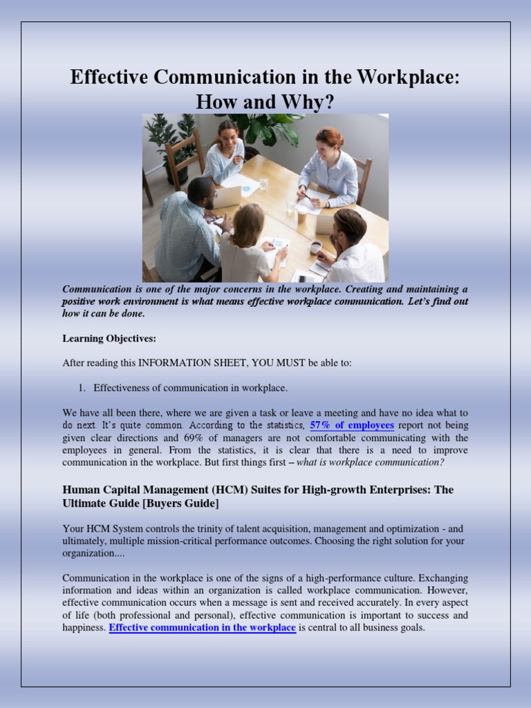 Effective Communication in The Workplace How and Why | PDF ...