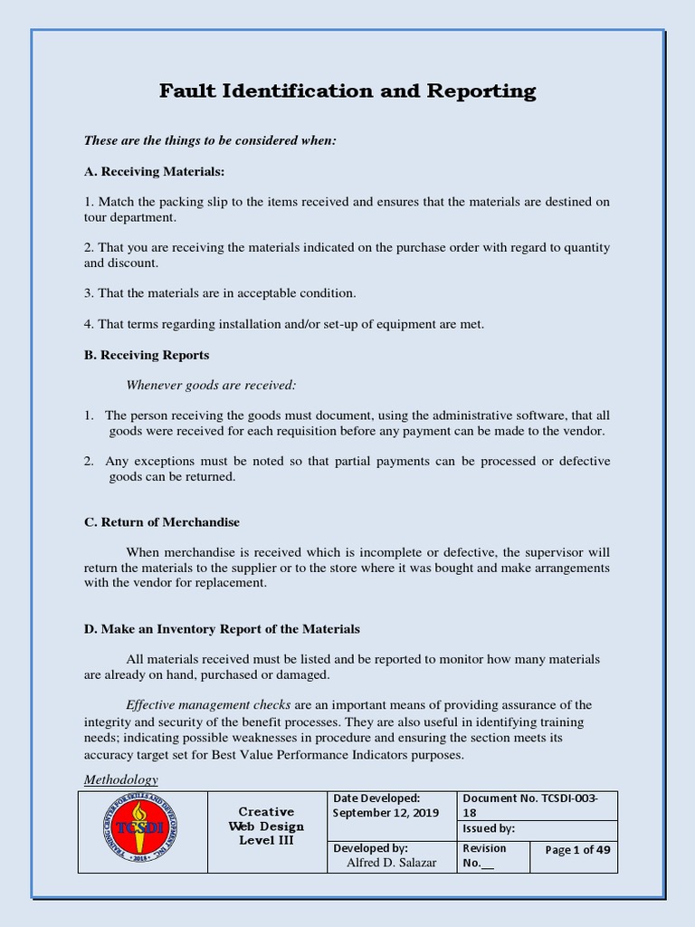 Fault Identification and Reporting Guide | PDF | Business | Computing