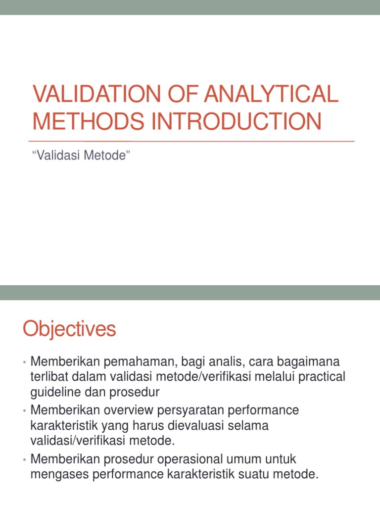 Validasi Metode Analisis Laboratorium | PDF