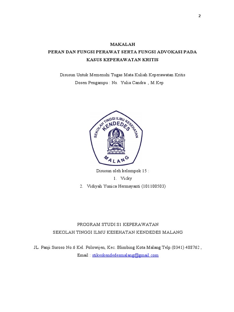 Makalah Peran Dan Fungsi Perawat Serta Fungsi Advokasi Pada Kasus ... Makalah Peran Dan Fungsi Perawat Serta Fungsi Advokasi Pada Kasus ...