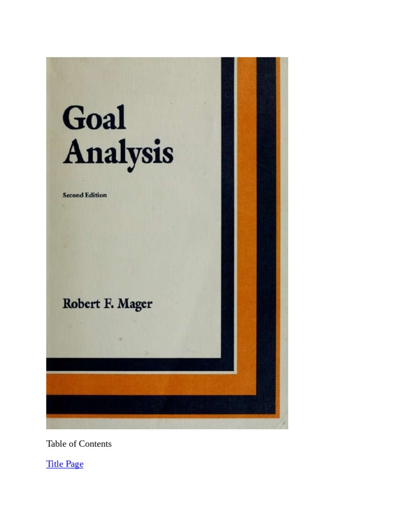 Robert F. Mager - Goal Analysis-David S. Lake Publishers (1984) | PDF ...