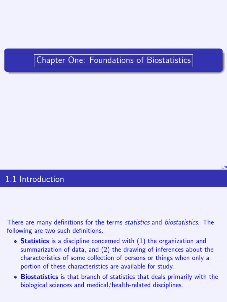 Chapter One: Foundations of Biostatistics | PDF | Statistics ...