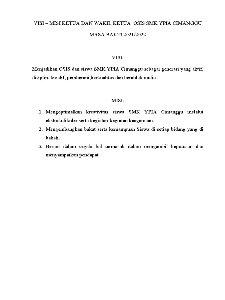 Visi Misi Osis | PDF
