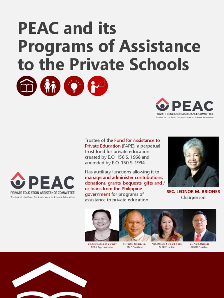 PEAC and Its Programs of Assistance To The Private Schools 1 | PDF ...