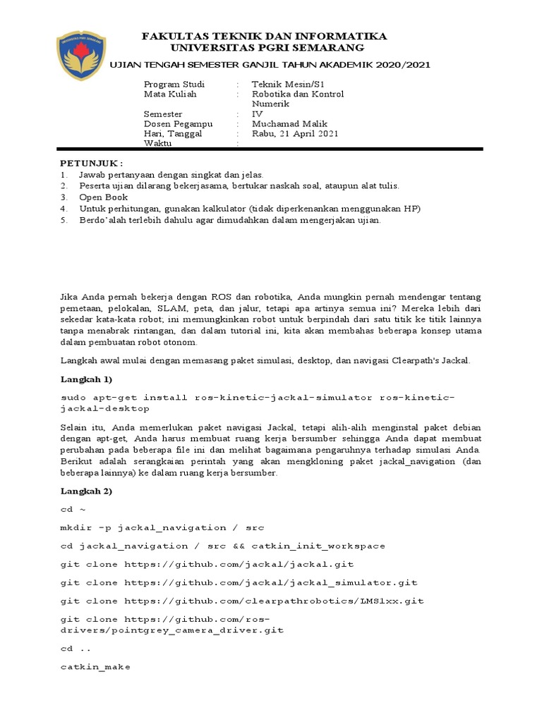 Uts Robotika Dan Kontrol Numerik Ghy1q34578 | PDF | Metode & Bahan Ajar | Komputer