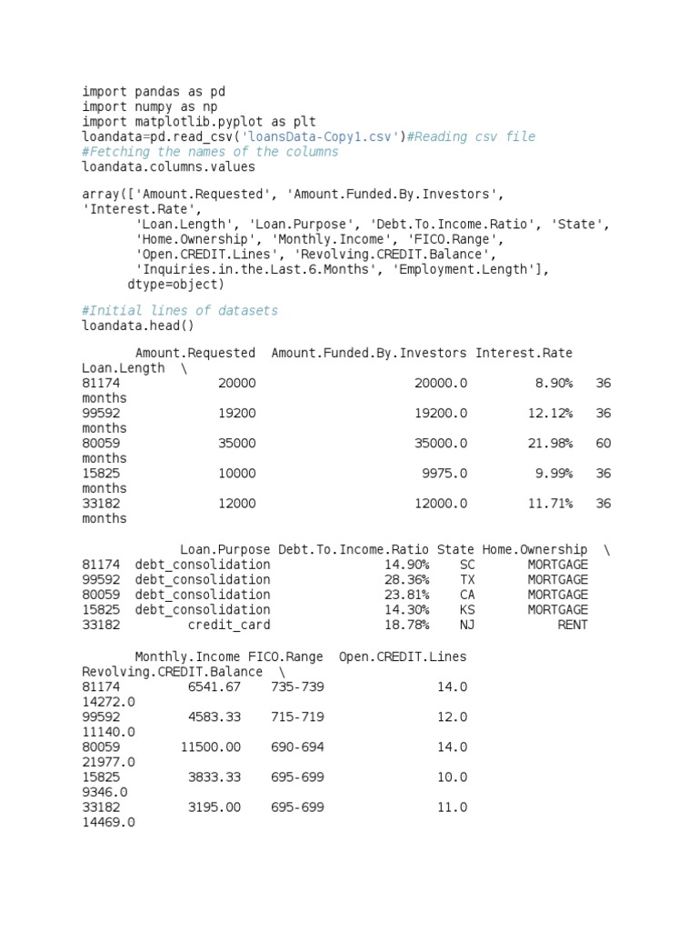 Reading CSV Data Python Example | PDF | Mortgage Loan | Loans