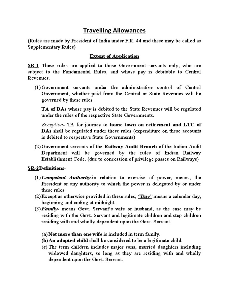 Travelling Allowances: Exception-TA For Journey To Home Town On ...