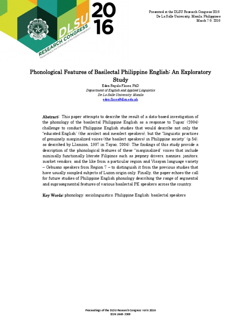 Phonology of Basilectal Philippine English | PDF | English Language ...